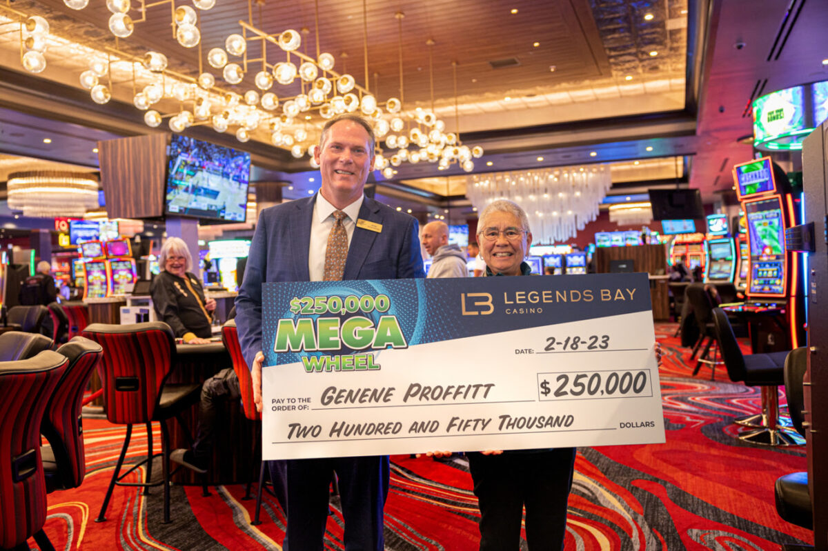 Legends Bay Casino Celebrates its First $250,000 Mega Wheel Winner